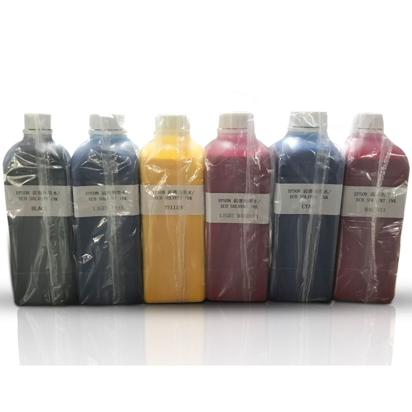 6 สี CMYK LC LM หัวพิมพ์ DX6 หมึกพิมพ์อีโคโซลเวนต์ 1 ลิตร – UVDTF